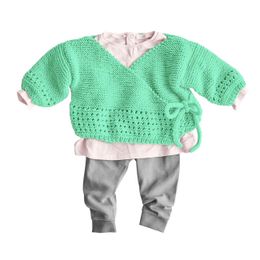 Anleitung 444/1, Baby Wickeljacke aus Nuovo Merino 120 von Junghans-Wolle