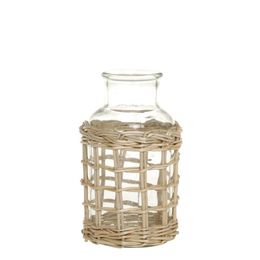 Chic Antique Flasche mit geflochtenem Muster H&ouml;he 16, &empty; 8 cm skandinavische Deko Online Shop