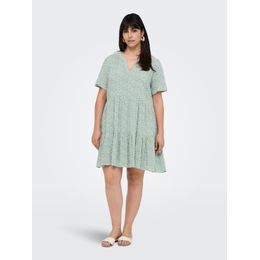 Only sheego Gro&szlig;e Gr&ouml;&szlig;en Minikleid, chinois green aop:white leafs, Gr&ouml;&szlig;e 52 - Damen