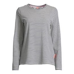 Langarmshirt SALZHAUT "Longsleeve SANGELN", Damen, Gr. XS, blau (navy sanftes wei&szlig;), Obermaterial: 95% Baumwolle CO. 5% Elasthan EL., Shirts Langarmshirt