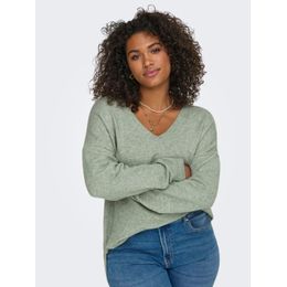 Only sheego Gro&szlig;e Gr&ouml;&szlig;en V-Ausschnitt-Pullover, basil detail:melange, Gr&ouml;&szlig;e L - Damen