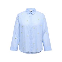 Only sheego Gro&szlig;e Gr&ouml;&szlig;en Langarmbluse, soft chambray detail:w. lemon emb + stripes, Gr&ouml;&szlig;e 54 - Damen