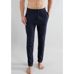 Pyjamahose Tom Tailor "Cansas", Herren, Gr. 50 (M), N-Gr, blau (blau, dunkel, uni), Single Jersey, Obermaterial: 100% Baumwolle, unifarben, Basic lang, Hosen Pyjamahose, Bindeband, Seitentaschen, schmaler Fit, bequem, weich, atmungsaktiv