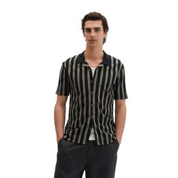 Marc O'Polo Kurzarmhemd MARC O'POLO "mit Farb-und Struktur-Streifen", Herren, Gr. XL, Normalgr&ouml;&szlig;en, schwarz, Obermaterial: 100% Baumwolle, gestreift, regular fit kurz, normaler Saum, Hemden