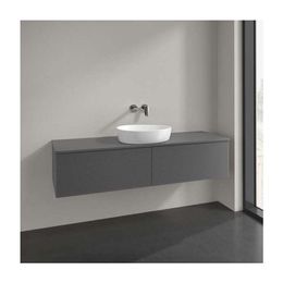 Villeroy & Boch Villeroy und Boch Antao Waschtisch-Unterschrank L36150GK mit Beleuchtung, 2 Ausz&uuml;ge, 1600 x 360 x 500 mm, Front mit Struktur, Anthracite Matt Lacquer / Anthracite Matt Lacquer