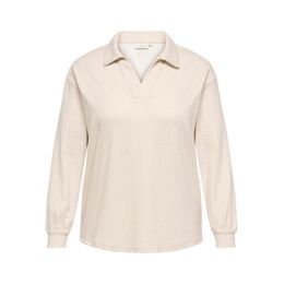 Only sheego Gro&szlig;e Gr&ouml;&szlig;en Langarm-Poloshirt, birch detail:melange, Gr&ouml;&szlig;e XL - Damen