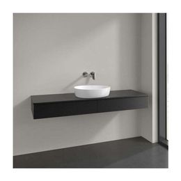 Villeroy & Boch Villeroy und Boch Antao Waschtisch-Unterschrank L14150PD mit Beleuchtung, 2 Ausz&uuml;ge, 1600 x 190 x 500 mm, Front mit Struktur, Black Matt Lacquer / Black Matt Lacquer