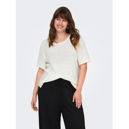 Only sheego Gro&szlig;e Gr&ouml;&szlig;en Kurzarmpullover, cloud dancer, Gr&ouml;&szlig;e M - Damen