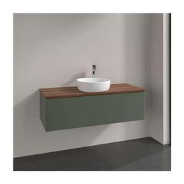 Villeroy & Boch Villeroy und Boch Antao Waschtisch-Unterschrank L32012HL mit Beleuchtung, 1 Auszug, 1200 x 360 x 500 mm, Front ohne Struktur, Leaf Green Matt Lacquer / Warm Walnut