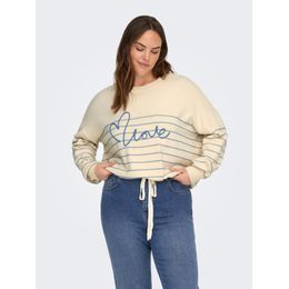 Only sheego Gro&szlig;e Gr&ouml;&szlig;en Rundhalspullover, birch detail:riviera stripe/text, Gr&ouml;&szlig;e M - Damen