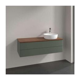 Villeroy & Boch Villeroy und Boch Antao Waschtisch-Unterschrank L23052HL mit Beleuchtung, 2 Ausz&uuml;ge, 1200 x 360 x 500 mm, Front ohne Struktur, Leaf Green Matt Lacquer / Warm Walnut