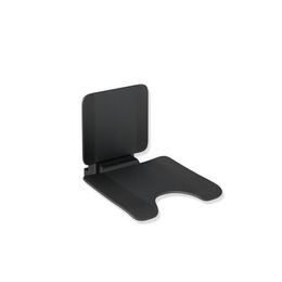 HEWI System 900 Einh&auml;ngesitz 900.51.11060CV 450 x 443 x 637 mm, Schamausschnitt, Edelstahl pulverbeschichtet schwarz matt, matt schwarzer Kunststoff