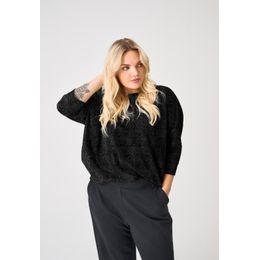 Only sheego Gro&szlig;e Gr&ouml;&szlig;en Oversize-Shirt, black detail:silver lurex, Gr&ouml;&szlig;e L - Damen