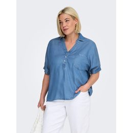 Only sheego Gro&szlig;e Gr&ouml;&szlig;en Jeansbluse, medium blue denim, Gr&ouml;&szlig;e 48 - Damen
