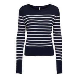 Only sheego Gro&szlig;e Gr&ouml;&szlig;en Strickpullover, navy blazer stripes:bright white/gold button, Gr&ouml;&szlig;e L - Damen