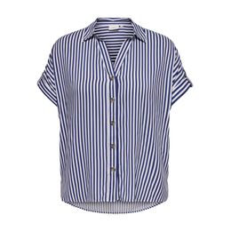Only sheego Gro&szlig;e Gr&ouml;&szlig;en Kurzarmbluse, peacoat stripes:white, Gr&ouml;&szlig;e 52 - Damen