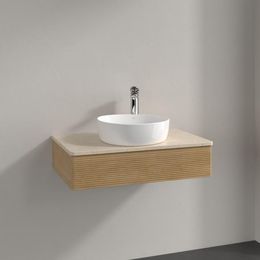Villeroy & Boch Villeroy und Boch Antao Waschtisch-Unterschrank K08153HN 80x19x50cm, Hahnloch, Waschbeckenplattenfarbe botticino, honey oak