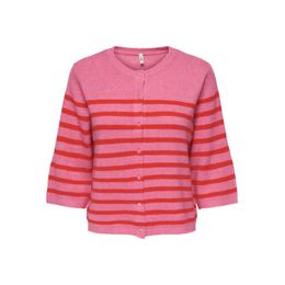Only sheego Gro&szlig;e Gr&ouml;&szlig;en Strickjacke, wild orchid stripes:high risk red/mel/dtm fmop, Gr&ouml;&szlig;e M - Damen