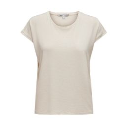 Only sheego Gro&szlig;e Gr&ouml;&szlig;en Kurzarmshirt, cloud dancer detail:gold lurex stripe, Gr&ouml;&szlig;e M - Damen