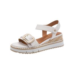 Keilsandalette Tamaris "Tamaris Sandalen Leder", Damen, Gr. 38, wei&szlig; kombi, Leder, Schuhe
