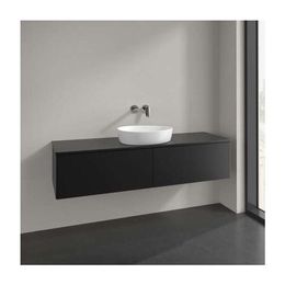 Villeroy & Boch Villeroy und Boch Antao Waschtisch-Unterschrank L36050PD mit Beleuchtung, 2 Ausz&uuml;ge, 1600 x 360 x 500 mm, Front ohne Struktur, Black Matt Lacquer / Black Matt Lacquer