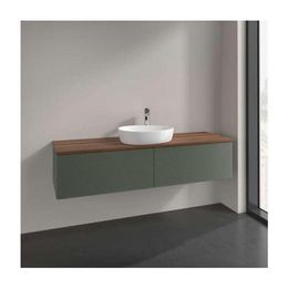 Villeroy & Boch Villeroy und Boch Antao Waschtisch-Unterschrank K36152HL 160x36x50cm, Hahnlochbohrung, Waschbeckenplattenfarbe warm walnut, leaf green matt lacquer