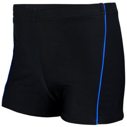 Badehose AQUARTI "Badehose Jungen Badehose Gestreift mit Motiven", Kinder, Gr. 134, N-Gr, blau (022 schwarz, blau), Obermaterial: 80% Polyester PES. 20% Elasthan EL., Badehosen Badehose