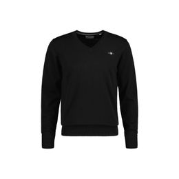 Sweater Gant "Strickpullover CLASSIC COTTON V-NECK", Herren, Gr. L, schwarz, Obermaterial: 100% Baumwolle CO., Sweatshirts Sweater