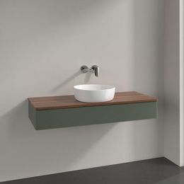 Villeroy & Boch Villeroy und Boch Antao Waschtisch-Unterschrank K10112HL 120x19x50cm, Waschbeckenplattenfarbe warm walnut, leaf green matt lacquer
