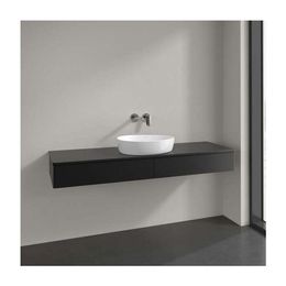 Villeroy & Boch Villeroy und Boch Antao Waschtisch-Unterschrank L14050PD mit Beleuchtung, 2 Ausz&uuml;ge, 1600 x 190 x 500 mm, Front ohne Struktur, Black Matt Lacquer / Black Matt Lacquer