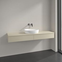 Villeroy & Boch Villeroy und Boch Antao Waschtisch-Unterschrank L14050HJ mit Beleuchtung, 160x19x50cm, Hahnlochbohrung, Waschbeckenplattenfarbe Lack, silk grey matt lacquer