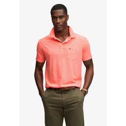 Poloshirt Superdry "CLASSIC COTTON LINEN POLO", Damen, Gr. L, neon coral, Single Jersey, Obermaterial: 80% Baumwolle, 20% Leinen, unifarben, slim fit normal, Rundhals, Shirts, aus tollem Baumwoll-Leinen-Mischgewebe
