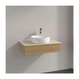 Villeroy & Boch Villeroy und Boch Antao Waschtisch-Unterschrank L08013HN mit Beleuchtung, 1 Auszug, 800 x 190 x 500 mm, Front ohne Struktur, Honey Oak / Botticino
