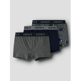 Trunk name it "NKMBOXER 3P DARK GREY MEL SKULL NOOS", Jungen, Gr. 134/140, 3 Stk., grau (dunkelgrau melange pack:w, dunkelgrau melange, schwarz sapphire), Jersey, Obermaterial: 95% Baumwolle, 5% Elasthan, meliert, Unterhosen
