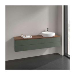 Villeroy & Boch Villeroy und Boch Antao Waschtisch-Unterschrank K27052HL 160x36x50cm, Hahnloch, Waschbeckenplattenfarbe warm walnut, leaf green matt lacquer