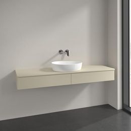 Villeroy & Boch Villeroy und Boch Antao Waschtisch-Unterschrank L14150HJ mit Beleuchtung, 160x19x50cm, Hahnlochbohrung, Waschbeckenplattenfarbe Lack, silk grey matt lacquer