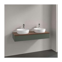 Villeroy & Boch Villeroy und Boch Antao Waschtisch-Unterschrank K13152HL 120x19x50cm, Hahnloch, Waschbeckenplattenfarbe warm walnut, leaf green matt lacquer