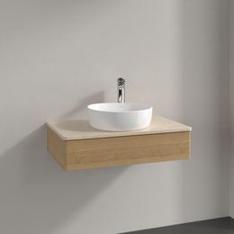 Villeroy & Boch Villeroy und Boch Antao Waschtisch-Unterschrank K08053HN 80x19x50cm, Hahnloch, Waschbeckenplattenfarbe botticino, honey oak