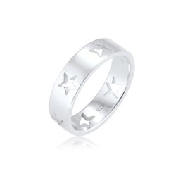 Fingerring Elli "Bandring Stern 925 Sterling Silber" Gr. 58, silber, Fingerringe, Damen, 58mm, ohne Stein, Silber 925 (Sterlingsilber), 6mm, Fingerring