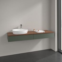 Villeroy & Boch Villeroy und Boch Antao Waschtisch-Unterschrank L15152HL 160x19x50cm, Hahnlochbohrung, Waschbeckenplattenfarbe warm walnut, leaf green matt lacquer