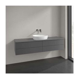 Villeroy & Boch Villeroy und Boch Antao Waschtisch-Unterschrank L25050GK mit Beleuchtung, 4 Ausz&uuml;ge, 1600 x 360 x 500 mm, Front ohne Struktur, Anthracite Matt Lacquer / Anthracite Matt Lacquer