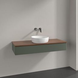 Villeroy & Boch Villeroy und Boch Antao Waschtisch-Unterschrank K10012HL 120x19x50cm, Waschbeckenplattenfarbe warm walnut, leaf green matt lacquer