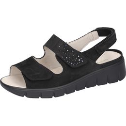 Waldl&auml;ufer Sandale WALDL&Auml;UFER "M-Wiola", Damen, Gr. 8 (42), schwarz, Nubukleder, Schuhe Sandale, Sommerschuh, Sandalette, Keilabsatz, in extraweiter Schuhweite M
