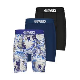 Boxershorts PSD "3 PACK - BLU HUNNED Herren", Herren, Gr. L, multi, 90% Polyester, 10% Elasthan, Unterhosen