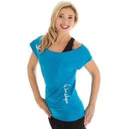 Oversize-Shirt WINSHAPE "WTR12", Damen, Gr. S, blau (t&uuml;rkis), 90% Baumwolle, 10% Elasthan, U-Boot-Ausschnitt, Shirts, Dance-Style