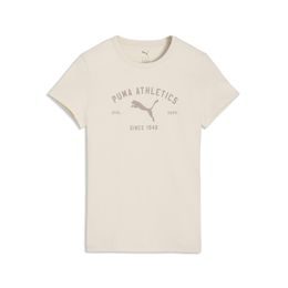 T-Shirt Puma "Puma Class Graphic T-Shirt Damen", Damen, Gr. L, alpine snow wei&szlig;, Obermaterial: 100% Baumwolle. Rippe: 80% Baumwolle, 20% Polyester, regular fit, Rundhals, Shirts T-Shirt