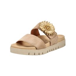 Pantolette Gabor "Gabor Pantoletten Leder", Damen, Gr. 37, sand, Leder, Schuhe Pantolette