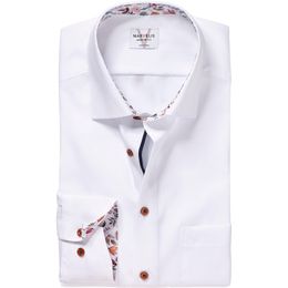 Businesshemd MARVELIS, Herren, Gr. 41, N-Gr, wei&szlig; (hellblau), Web, Obermaterial: 100% Baumwolle, h&uuml;ftbedeckend, Manschette, Hemden