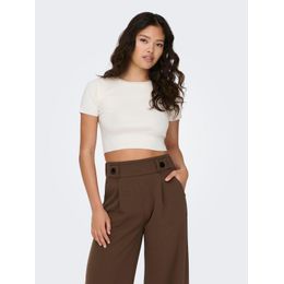 Jacqueline de Yong Kurzarmpullover JDY "JDYCIRKELINE S/S CROP TOP KNT NOOS", Damen, Gr. L, wei&szlig; (cloud dancer), Strick, Obermaterial: 80% Viskose, 20% Nylon, unifarben, Rundhals, Pullover
