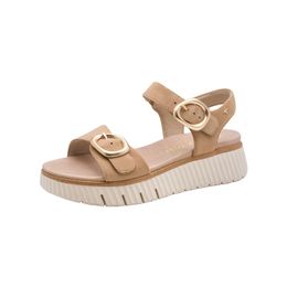 Riemchensandale Tamaris "Tamaris Sandalen Leder", Damen, Gr. 39, camel, wei&szlig;, Leder, Schuhe Riemchensandale